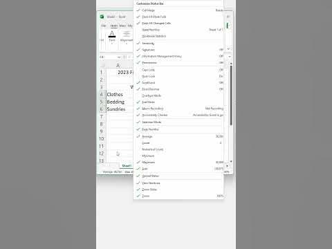 Excel Instant Calculations on the Status Bar - Answers without Formulas #shorts - YouTube