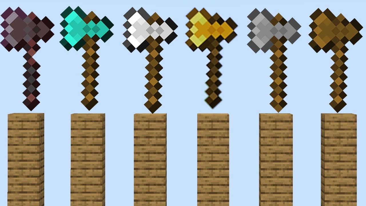 Which Axe Is Faster In Minecraft? - Compilation - YouTube