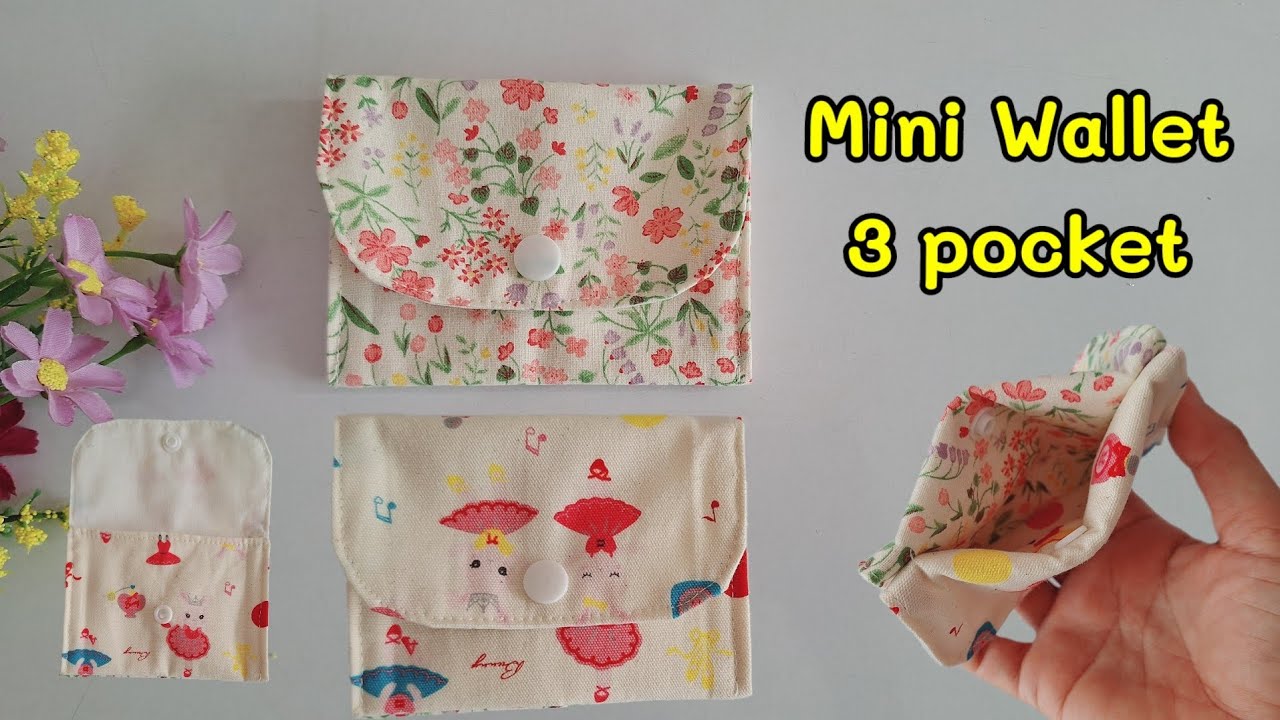 DIY Easy Wallet 3 pocket. How to sew easy wallet with pattern. coin ...