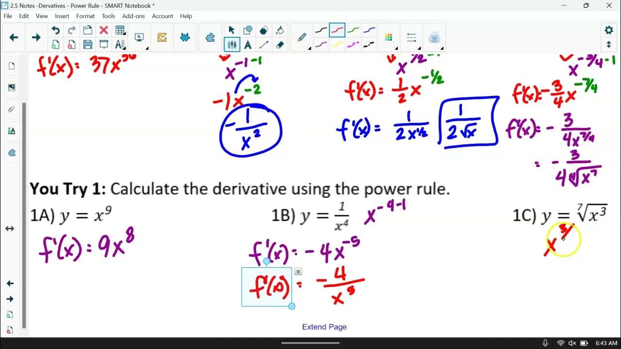 Derivatives Power Rule - YouTube