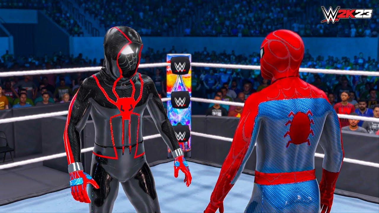 WWE 2K23 - Spider-Man vs Spider-Man 2099 — Extreme Rules Match - YouTube