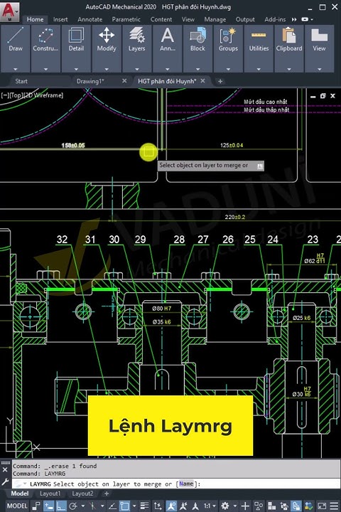 Cách sử dụng lệnh Laymrg để đổi layer trong AutoCAD #autocad1phut #họcautocad #autocad - YouTube
