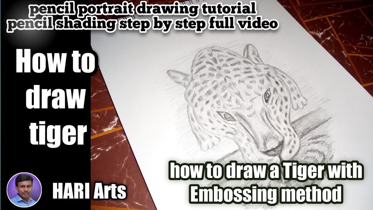 how to draw a Tigar with Embossing method | very useful drawing ...