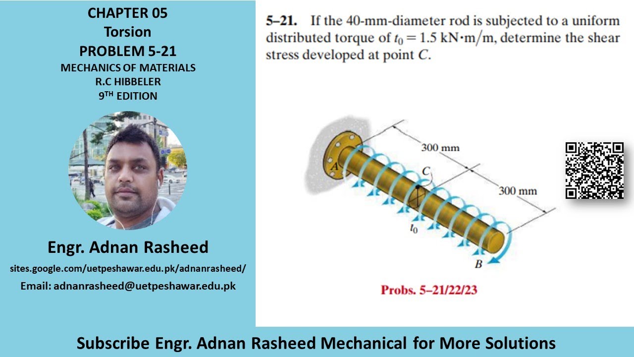 5-21| Ch 5 Torsion | Mechanics of Materials RC Hibbeler| - YouTube