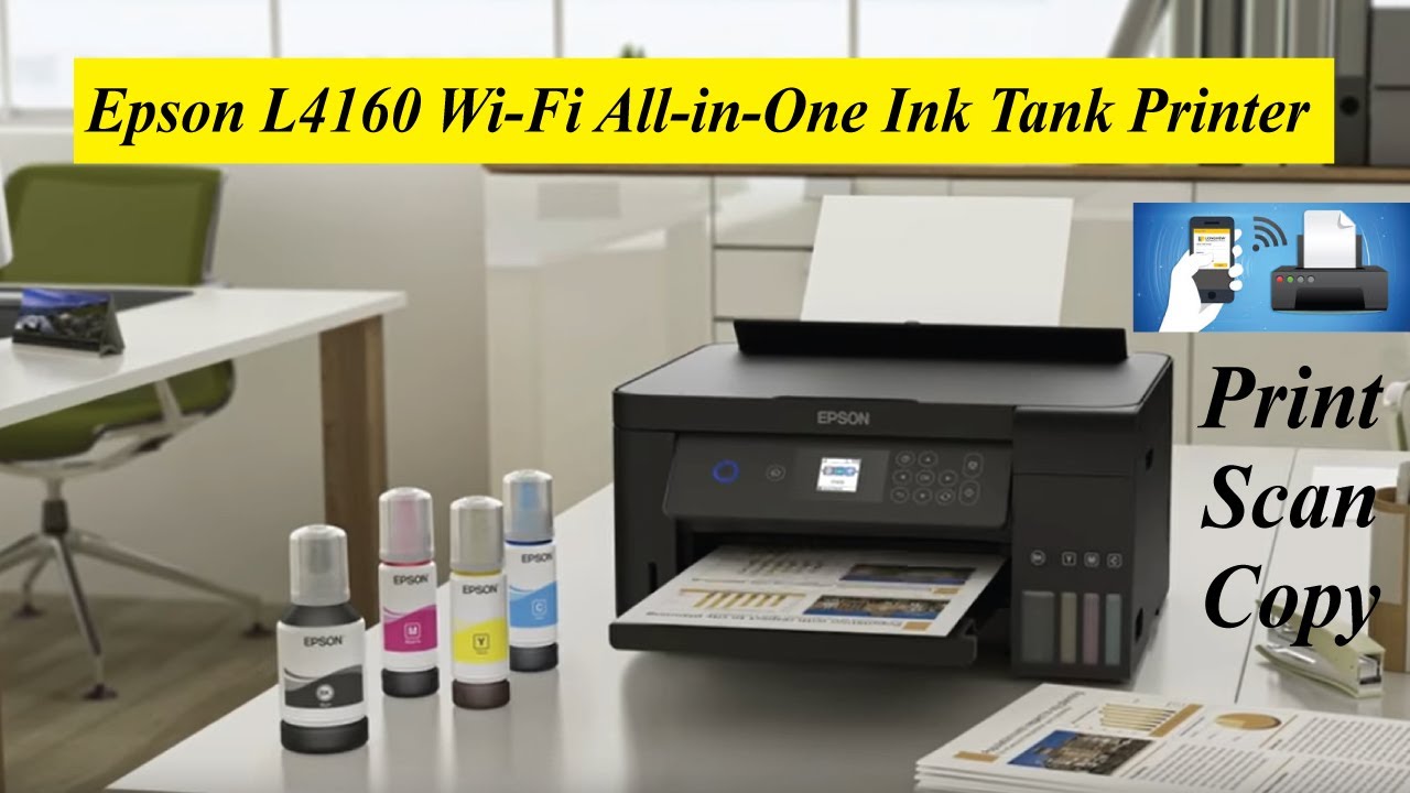Epson L4160 WiFi All-in-One Ink Tank Printer for Print-Scan-Copy - YouTube