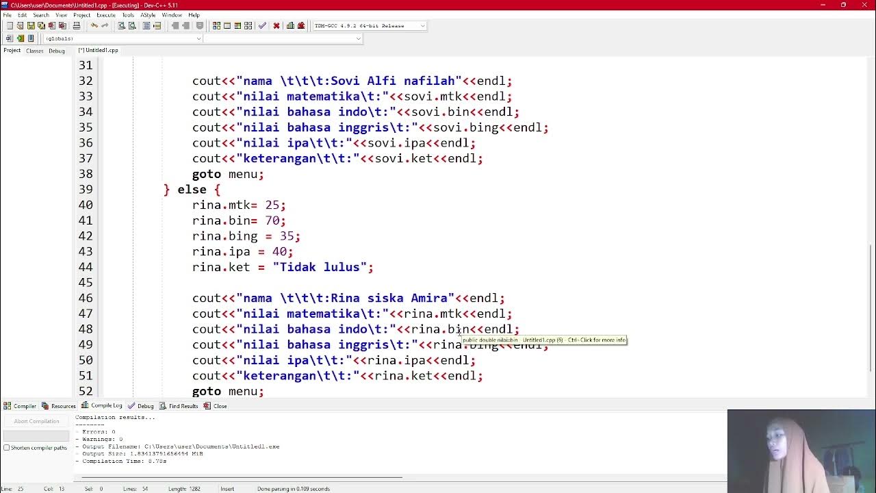 program struct menentukan nilai - YouTube