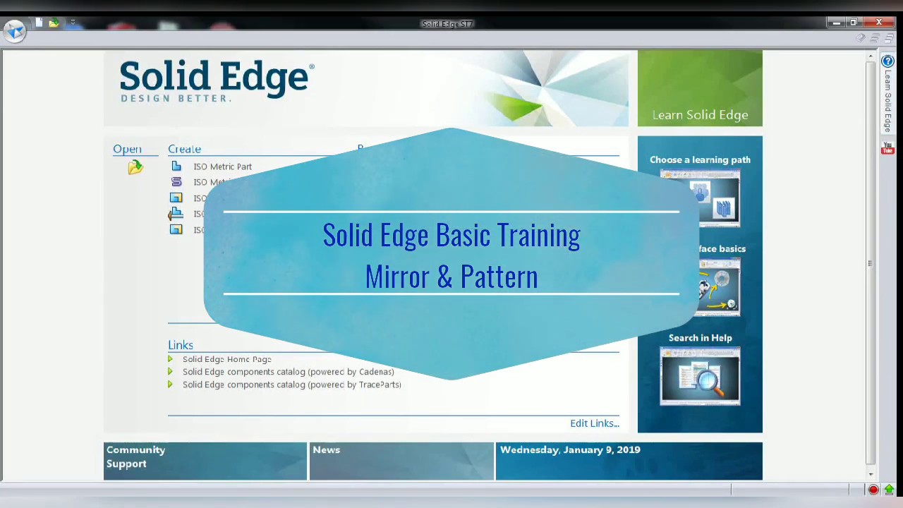 Solid Edge Tutorial Mirror & Pattern - YouTube