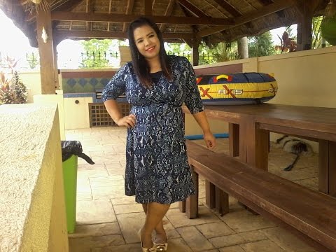 Big Girl Fashion | Above-Knee Navy Blue Dress | Chubby Asian Girl ❤
