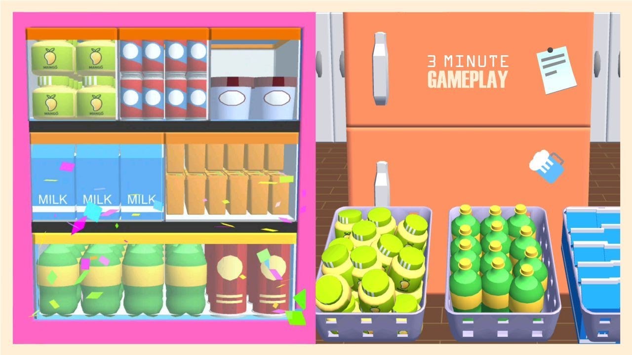 Fill Up Fridge: Organizing Game | 3 Minute Gameplay ep.01 | Level 1-3 ...