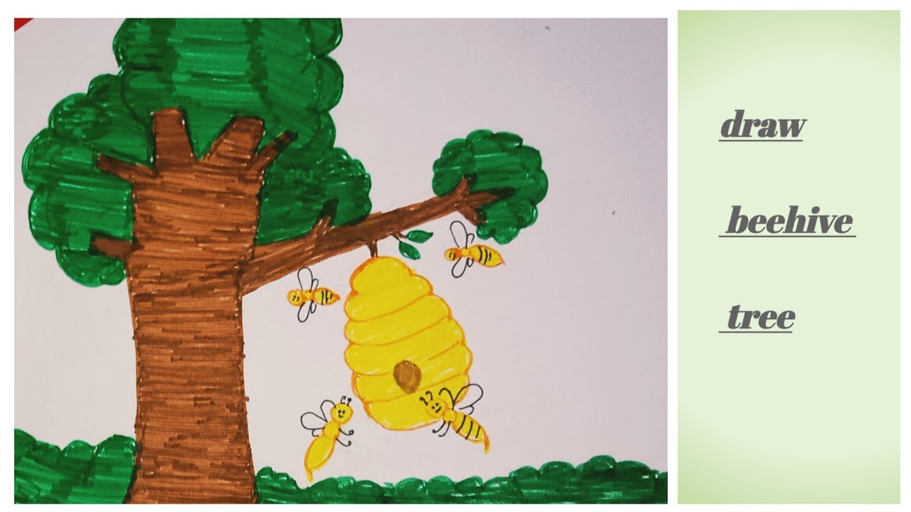 How to draw beehive tree 🌳|| draw beehive tree step by step|| viral ...