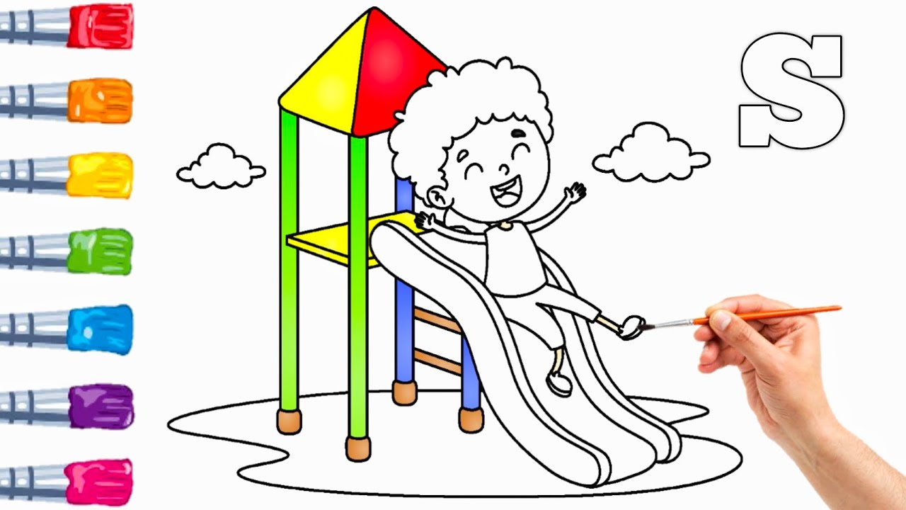 S For Slide | Slide And Kid Drawing And Painting Video | Kids Drawing ...