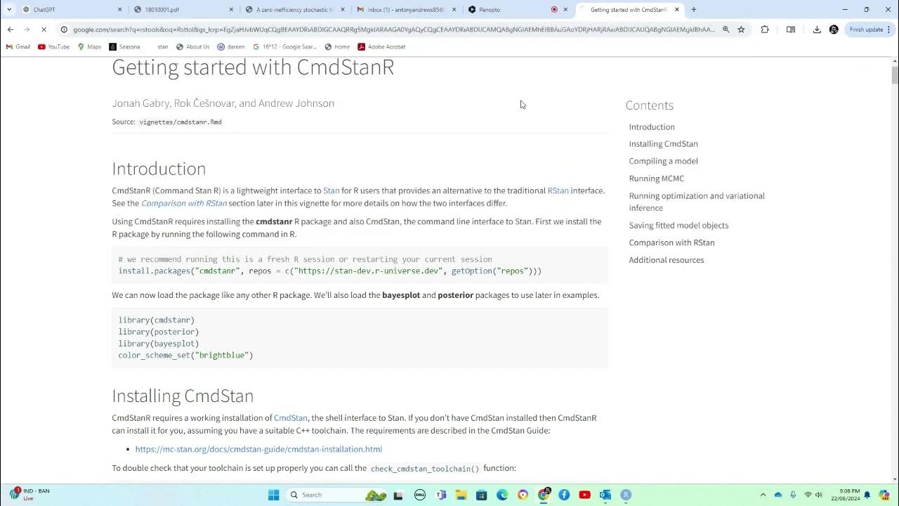 Installing R Rstudio CmdStanR - YouTube