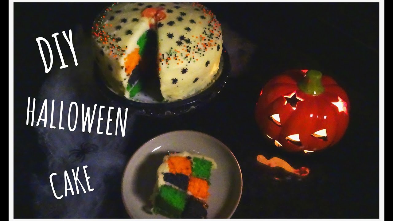 DIY: EASY HALLOWEEN CHECKERBOARD CAKE! - YouTube