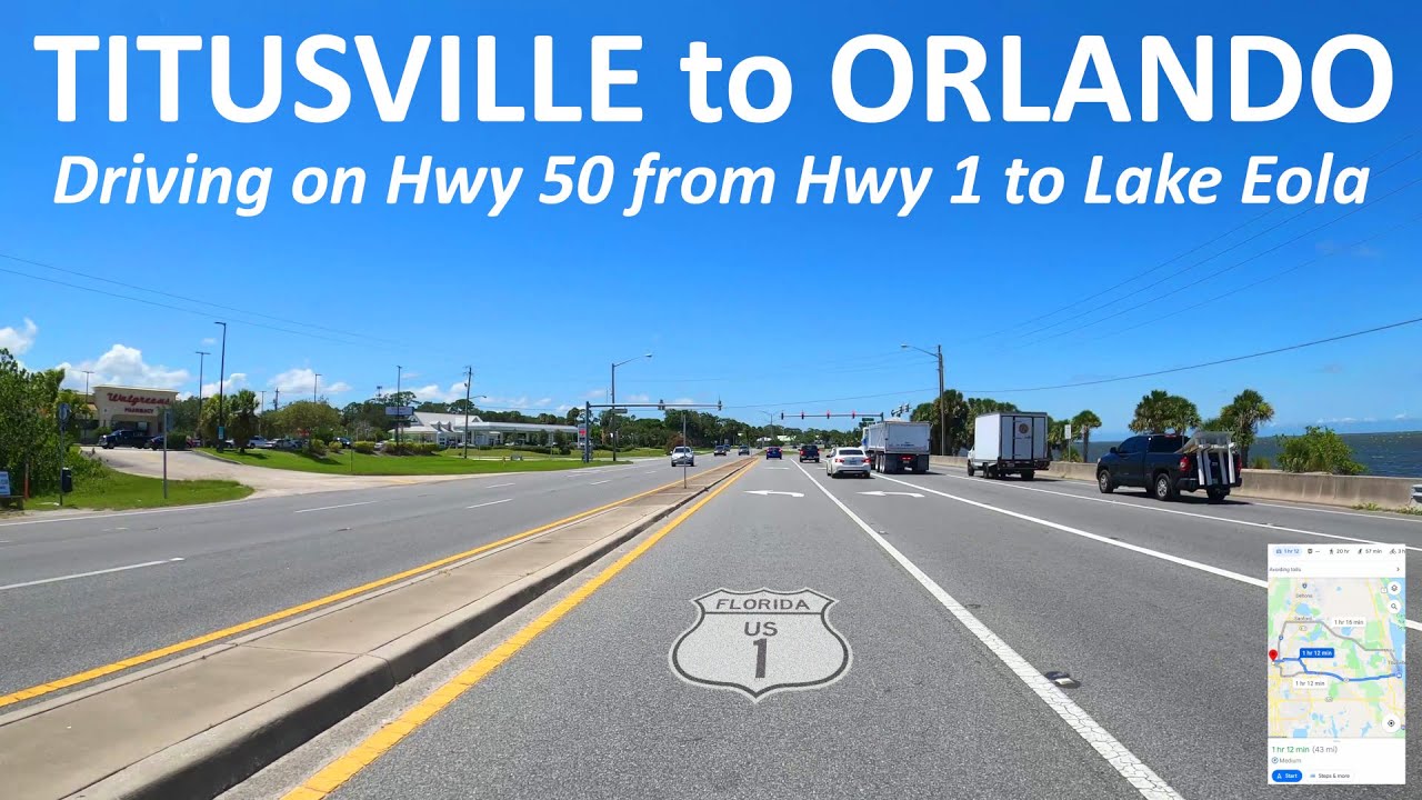 Driving on Hwy 50 from the Hwy 1 in Titusville to Orlando, Florida ...