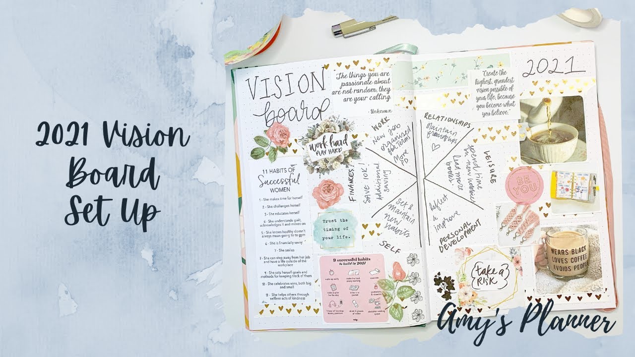 2021 Vision Board Set Up // Goals Planner // Bullet Journal - YouTube