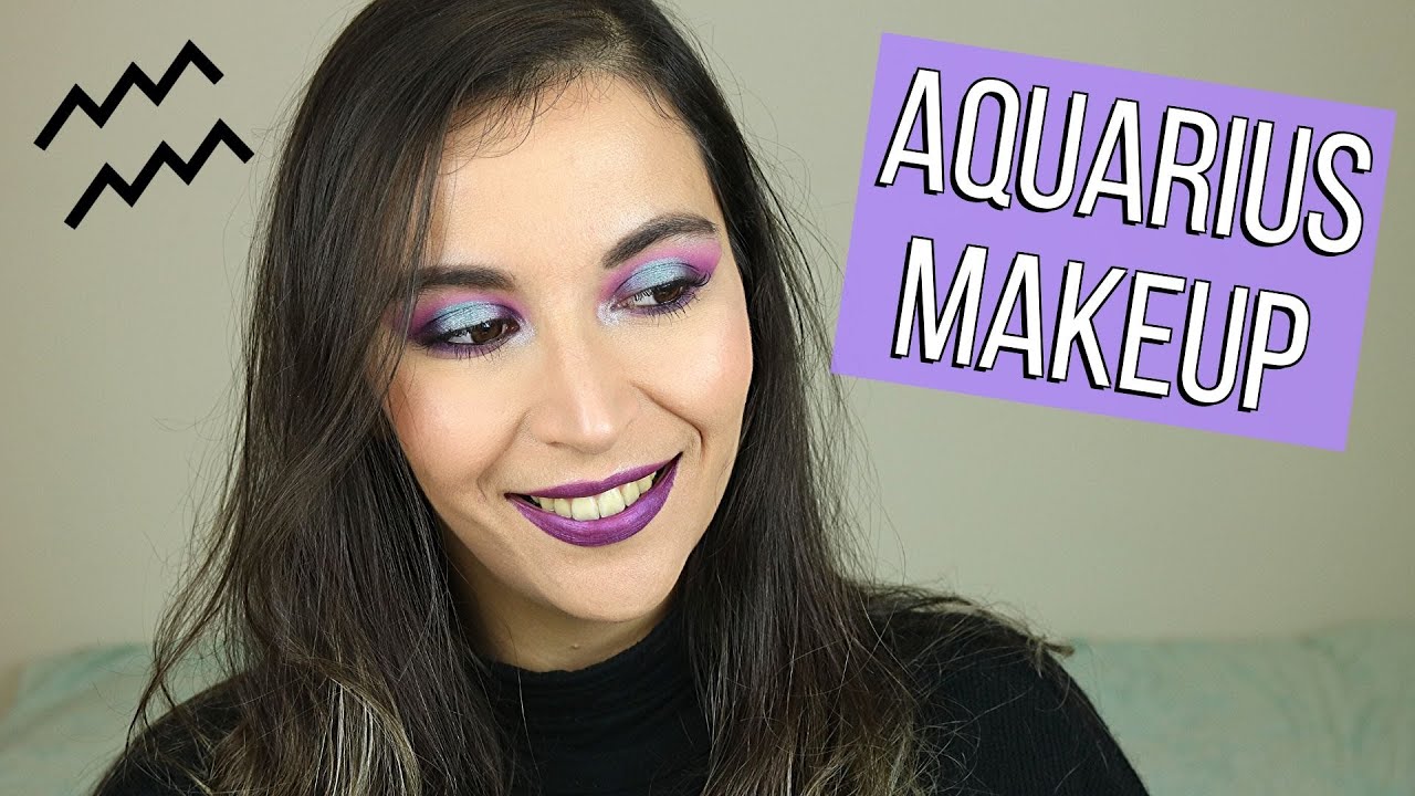 AQUARIUS MAKEUP TUTORIAL | ZODIAC SIGN SERIES | Purple & Turquoise halo ...