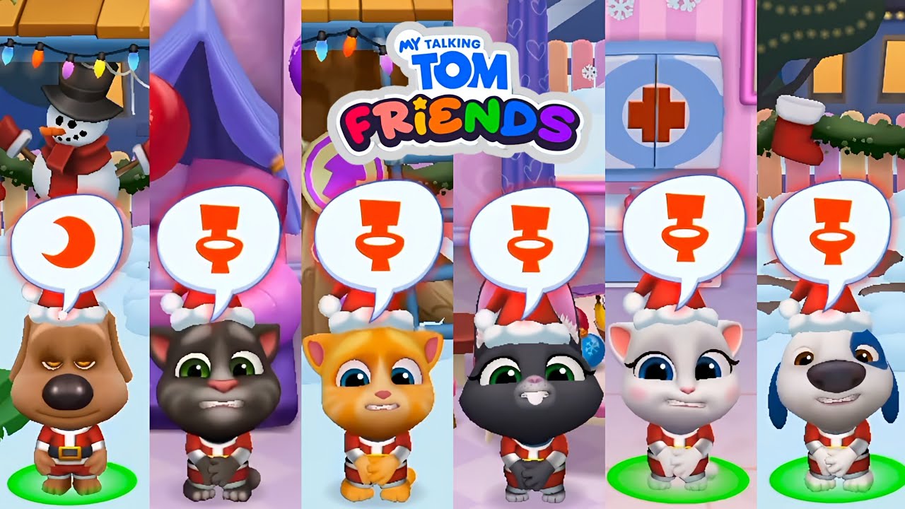 Washroom Emergency Occured For All Freinds And Ben Is Sleepy - My Talking Tom Friends Funny ...