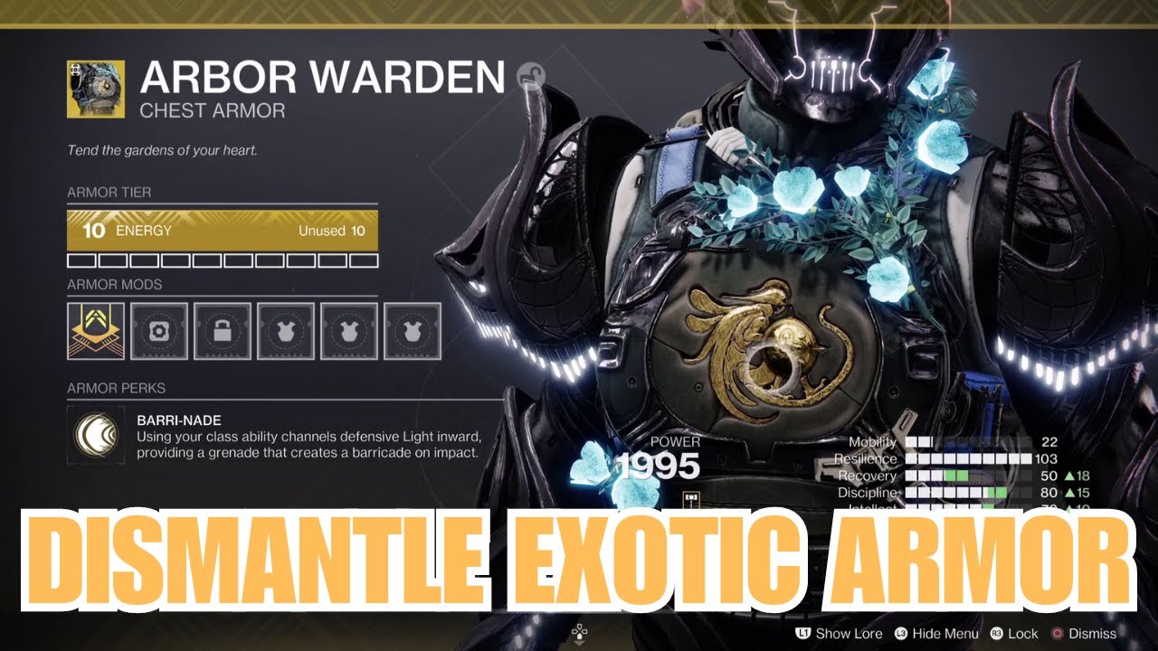 What will you get when you dismantle a fully Masterworked exotic armor ...