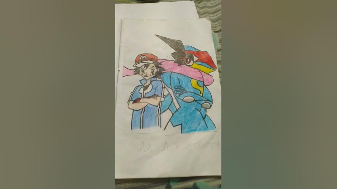 ash and greninja drawing - YouTube