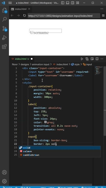 How To Make Input Animation Html And Css Shorts Youtube