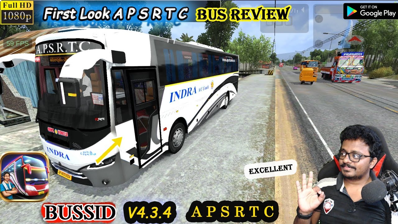 First Look Review APSRTC Indra Bus Mod in BUSSID V4.3.4 - YouTube