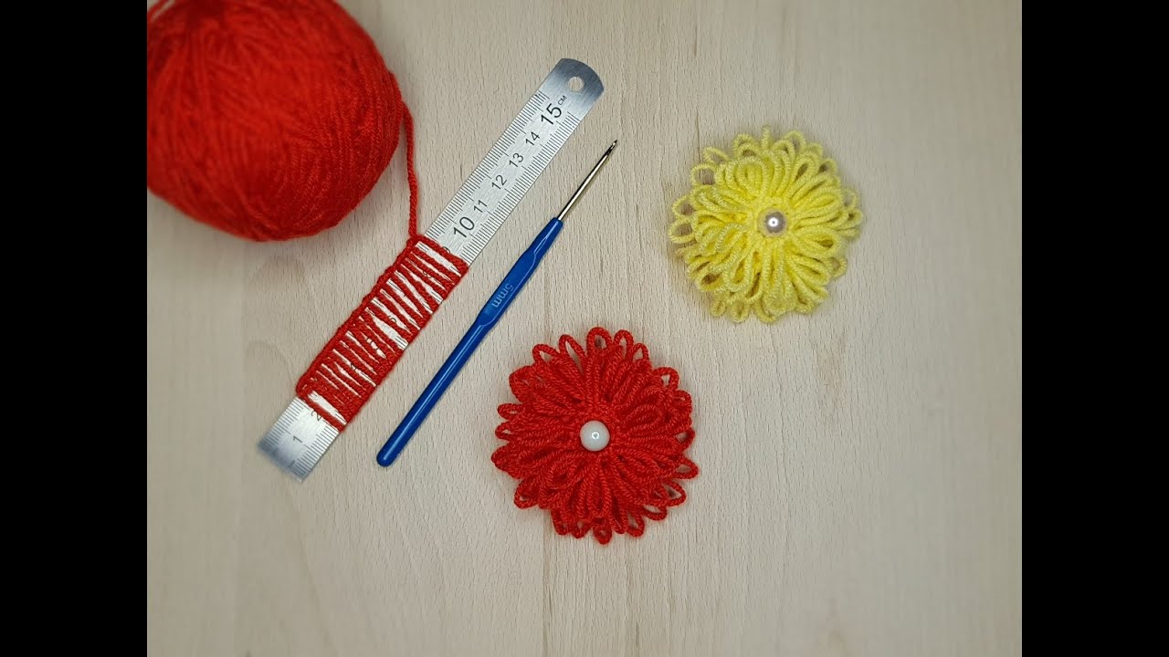 Oh my God! I Crochet a Fluffy Flower Using a Ruler - Amazing Result ...