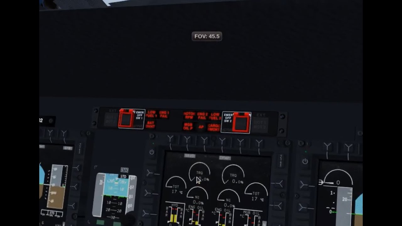 H145 warning unit and fire simulation test, FlightGear flight simulator ...