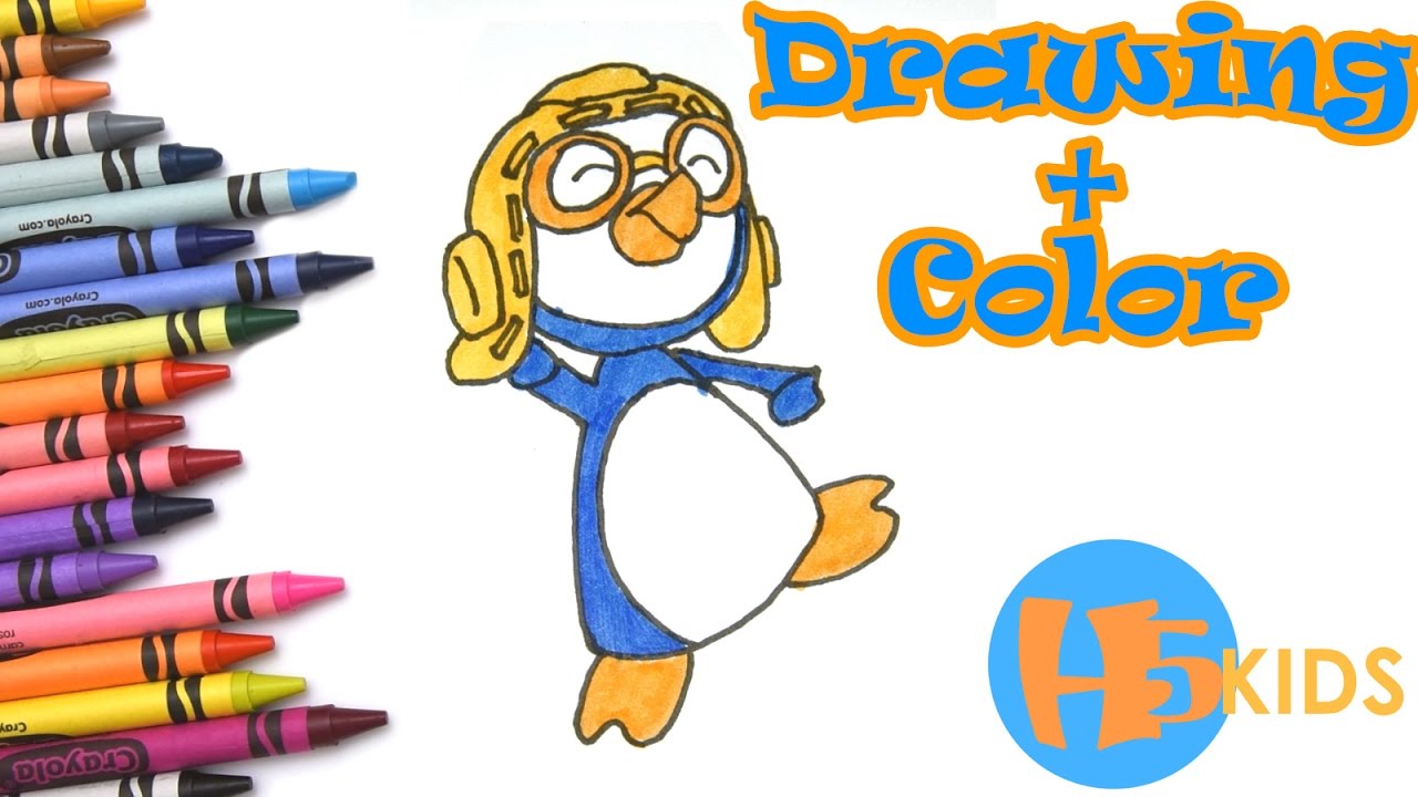Learn To Draw Pororo The Little Penguin With Color Easy - YouTube