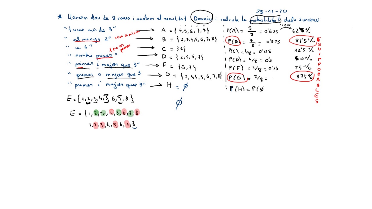 Experiments simples. Descripció i calcul de probabilitats. - YouTube