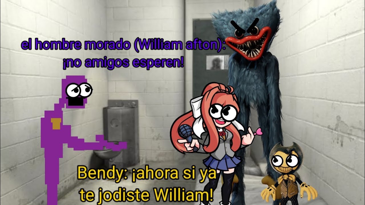 huggy, el hombre morado, bendy y Monika roban un banco (créditos a ...