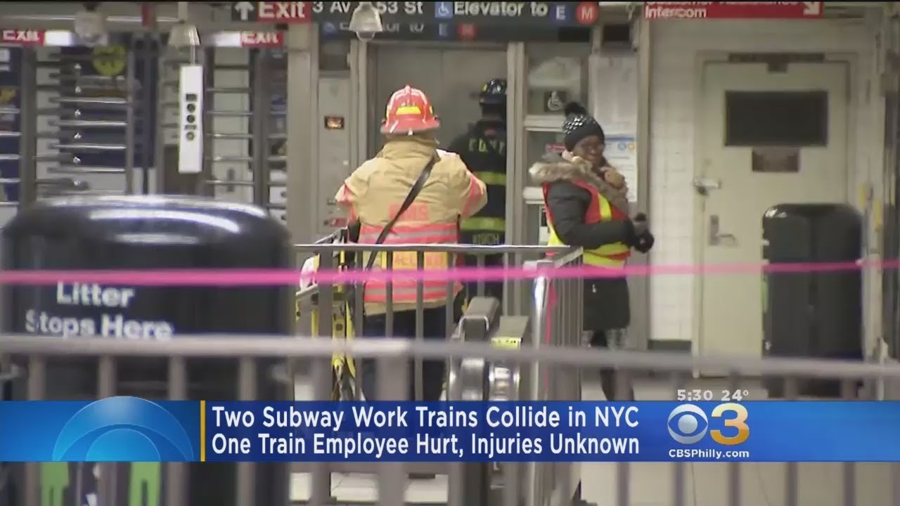 Two Subway Work Trains Collide In New York City - YouTube