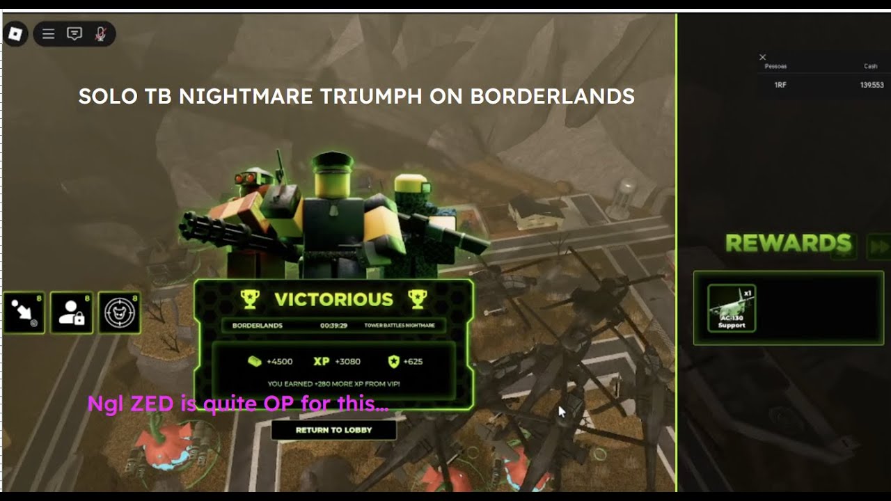 SOLO TB NIGHTMARE TRIUMPH ON BORDERLANDS (3K DPS ZED) | Tower Defense X ...