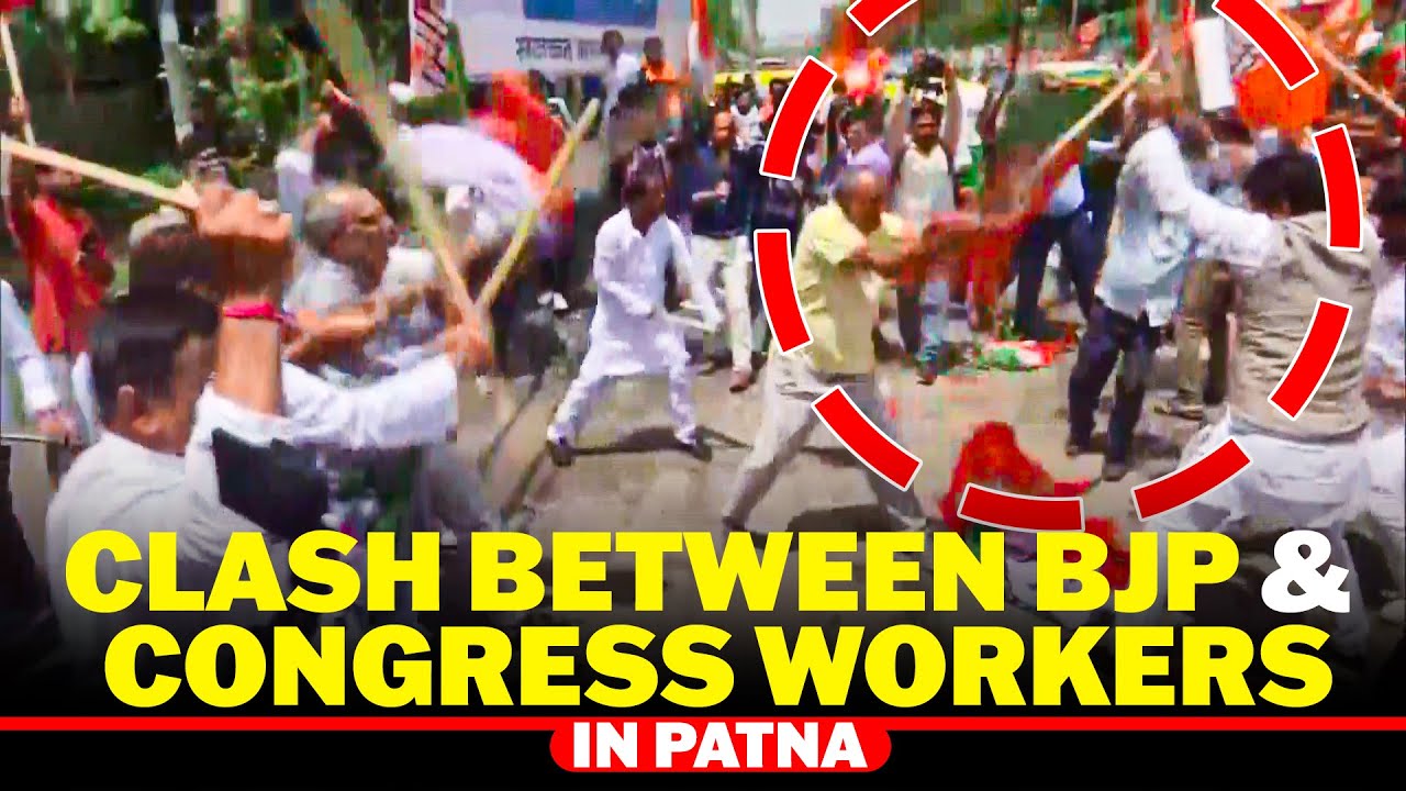 Clash between BJP and Congress workers at Congress party office in ...