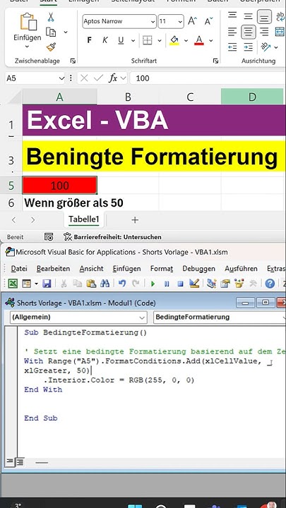 Excel Makro: Bedingte Formatierung einfach erklärt und mit VBA farblich hervorheben wenn größer ...
