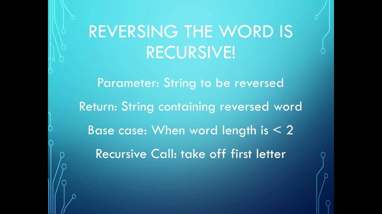 Recursion in Java - Reversing a String - YouTube