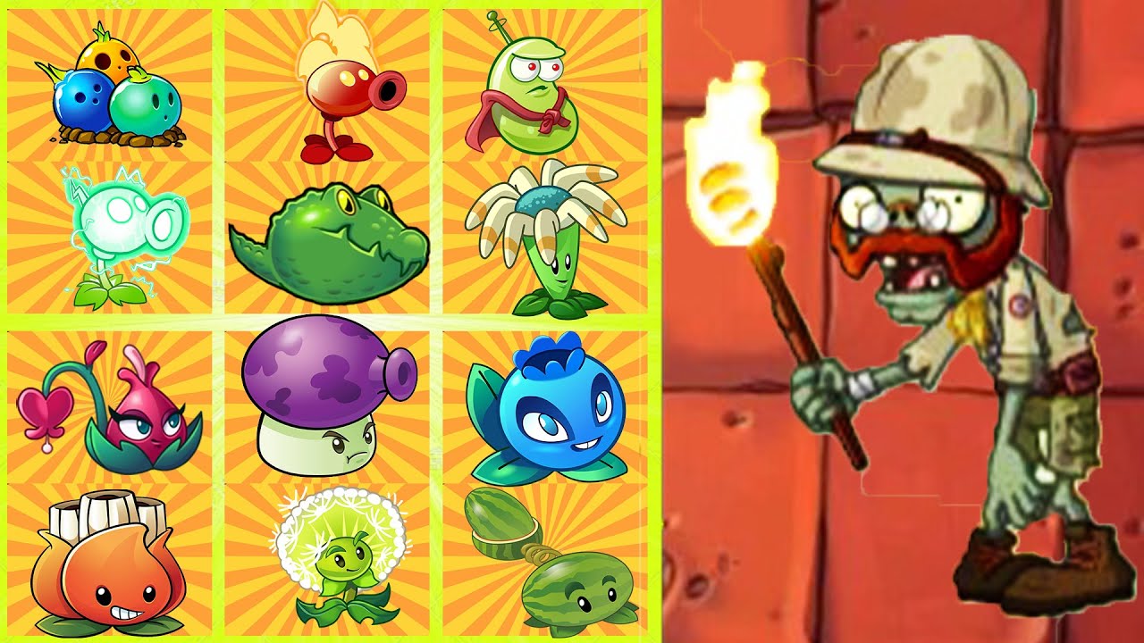 PvZ 2 - 1000 Plants Level 1 Vs Explorer Zombie |Peafect pea - YouTube