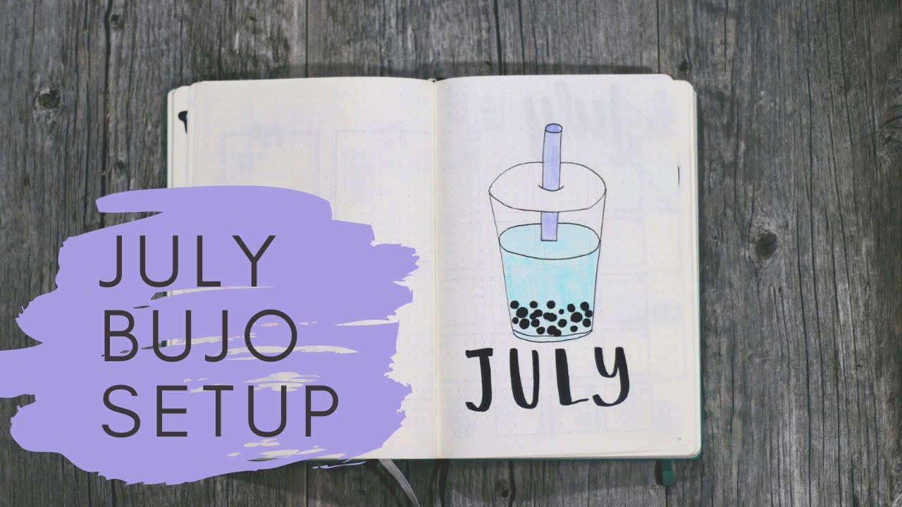July 2019 BUJO Setup || Bubble Tea Themed Bullet Journal || Boba Tea ...