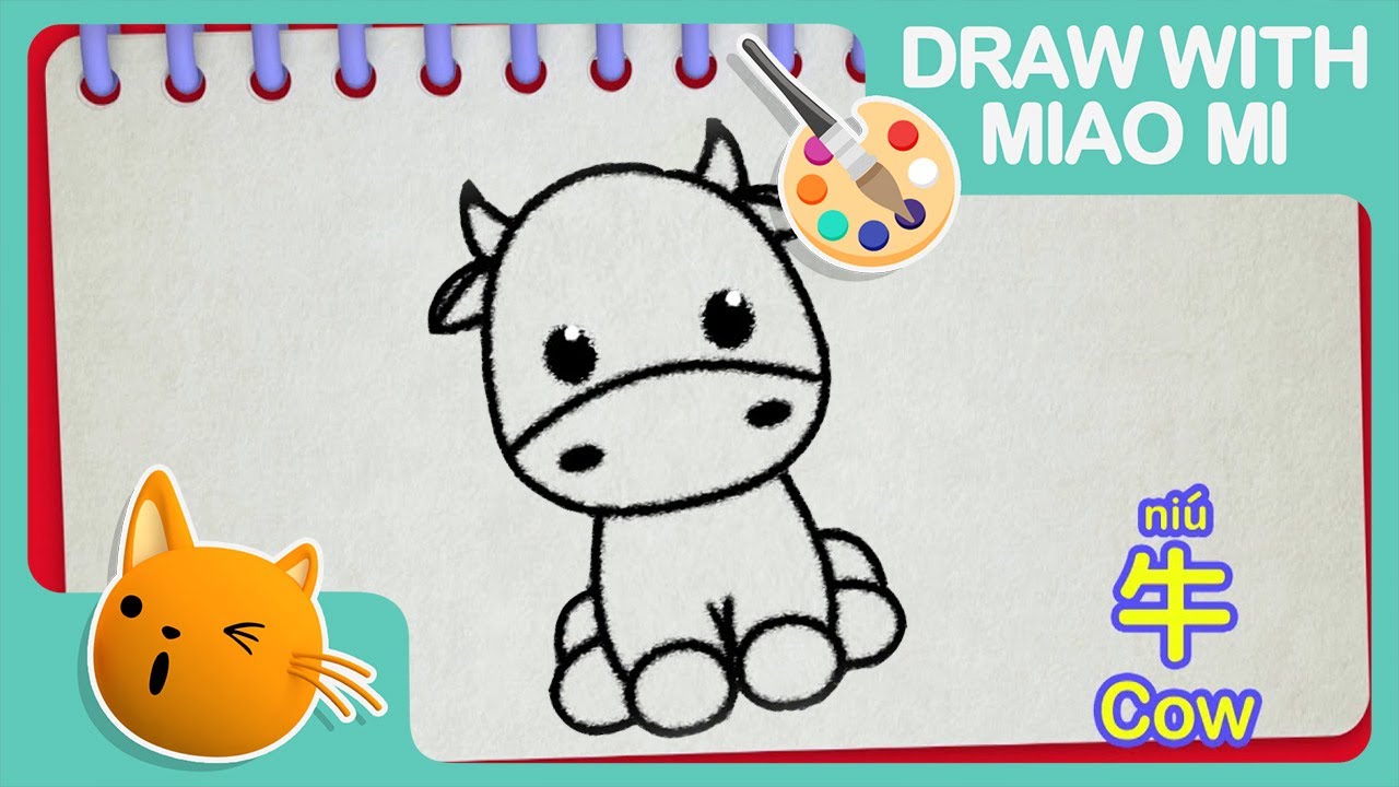 Draw with Miao Mi : Cow | Learn Mandarin for Kids - YouTube