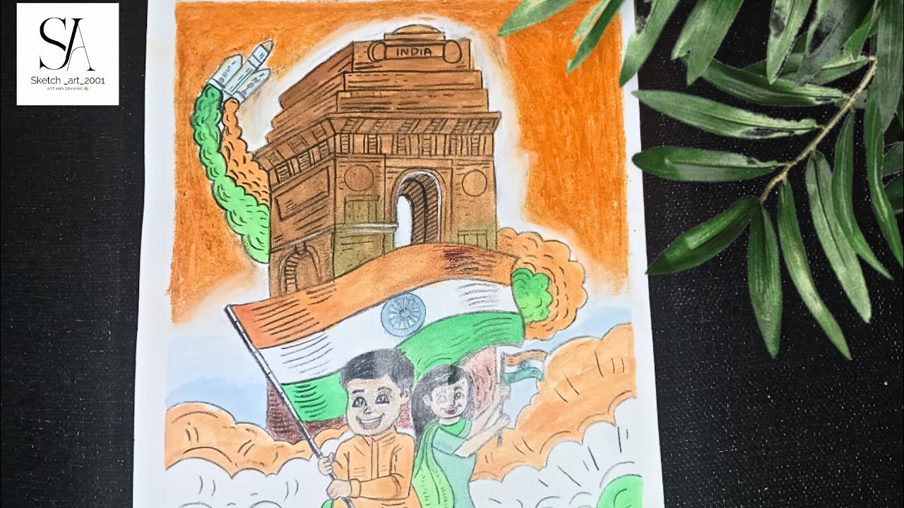 Republic Day drawing with water color |How to Draw Republic Day Drawing ...
