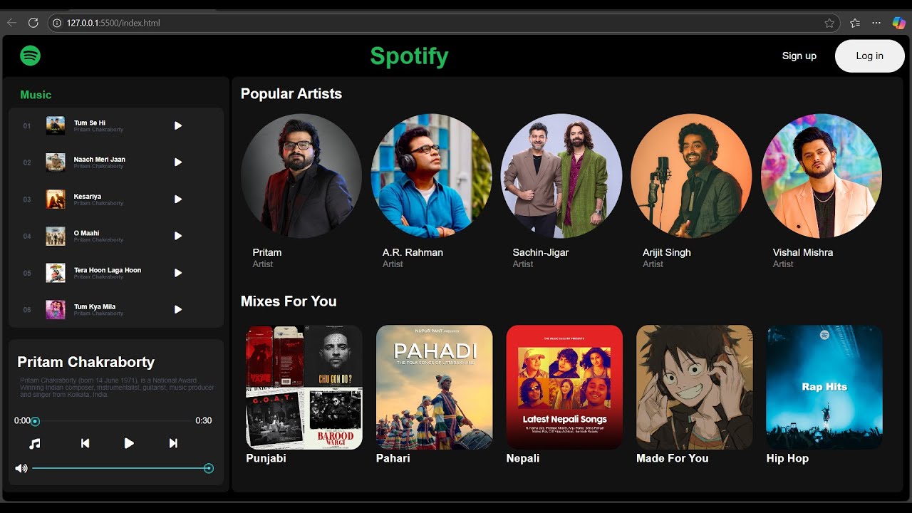 Spotify Clone Part 2 Using Html Css Javascript Php Xampp Style 4962