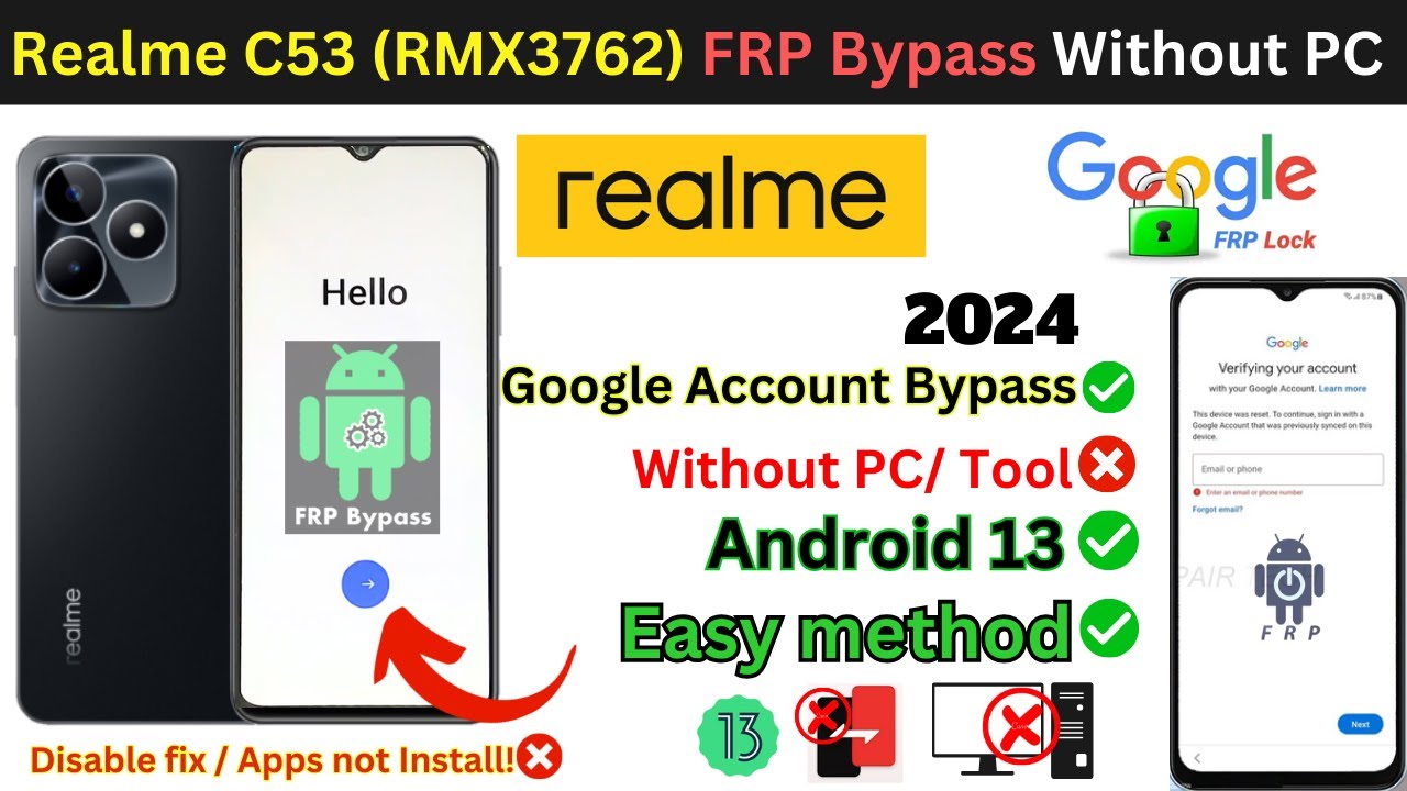 Realme C53 (RMX3762) FRP Bypass Without PC New Easy Trick Realme ...
