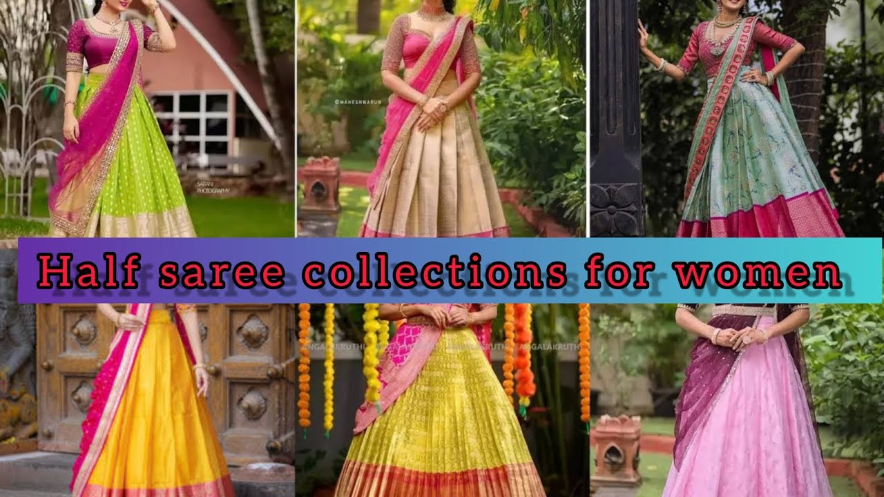 Half saree collections for women /40+ new design collections - YouTube