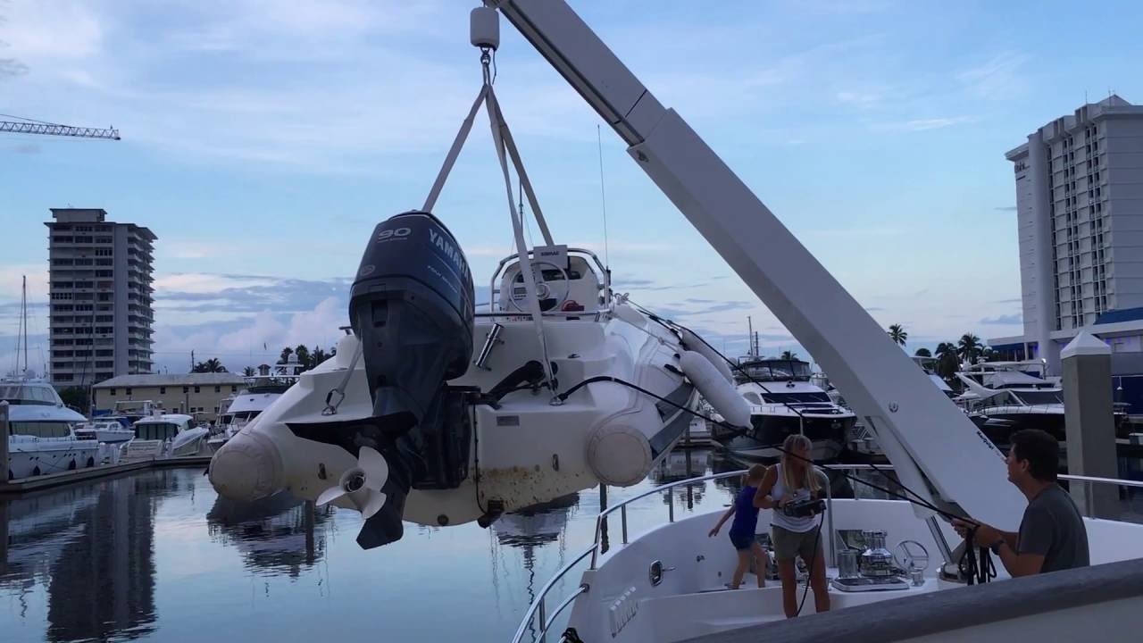 Ep. 9 Launching the dinghy from MY Ammonite (Nordhavn 78). - YouTube