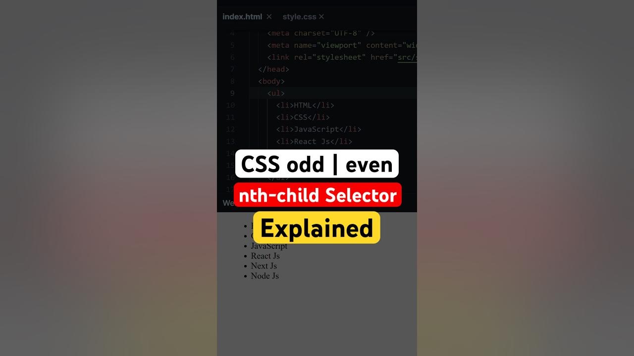 CSS nth-child Selector | Odd & Even Explained | #shorts #css #html - YouTube