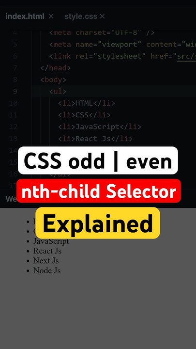 CSS nth-child Selector | Odd & Even Explained | #shorts #css #html - YouTube