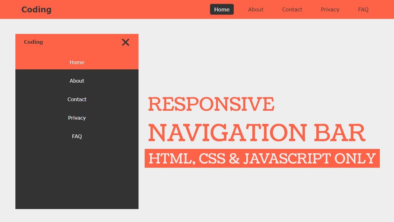 How to Create Responsive Navigation Bar Using Html, CSS & Javascript ...