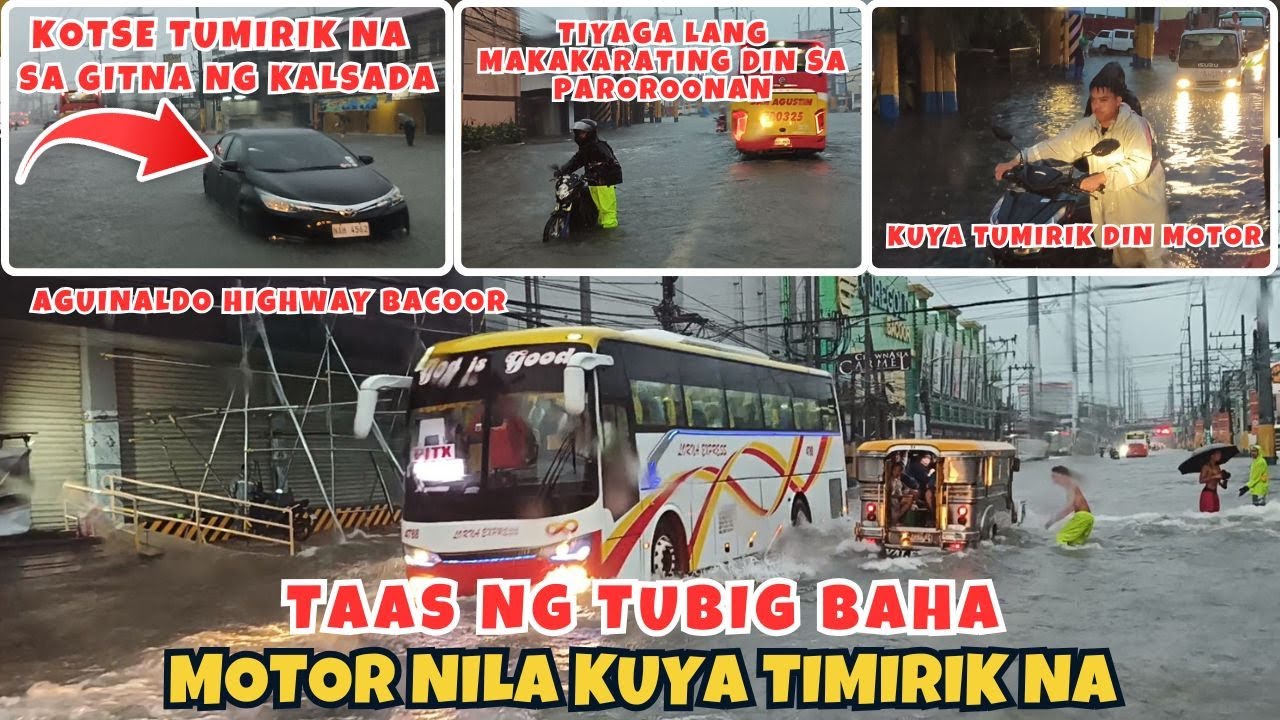 MATAAS ANG TUBIG BAHA SA AGUINALDO HIGHWAY BACOOR SM BACOOR - YouTube