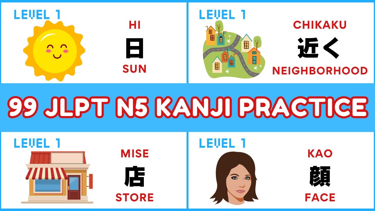 JLPT N5 Kanji Training (Learn & Practice 99 Japanese Basic Kanji) - YouTube