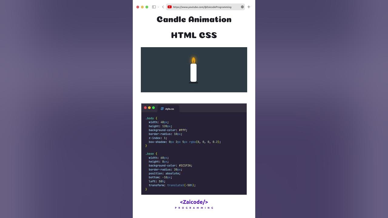 Candle Animation Html Css Htmlcss Cssanimation Animation Code Css3 Cssstyling Zaicode 9672
