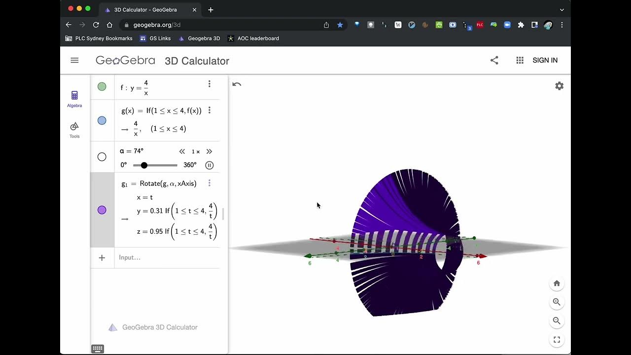 Solids of revolution in Geogebra - YouTube